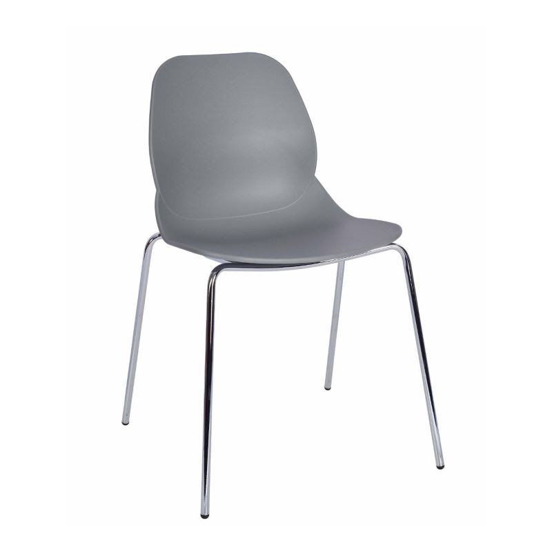 Shoreditch Stackable Side Chair, Eco Shell, Chrome Steel Frame | Andy Thornton