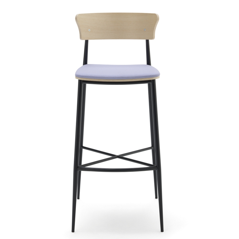 Zaira Bar Stool, Upholstered Seat | Andy Thornton