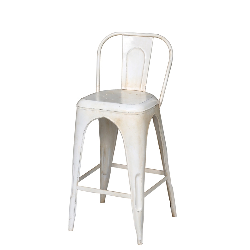 French Cafe Bar Stool, distressed white | Andy Thornton